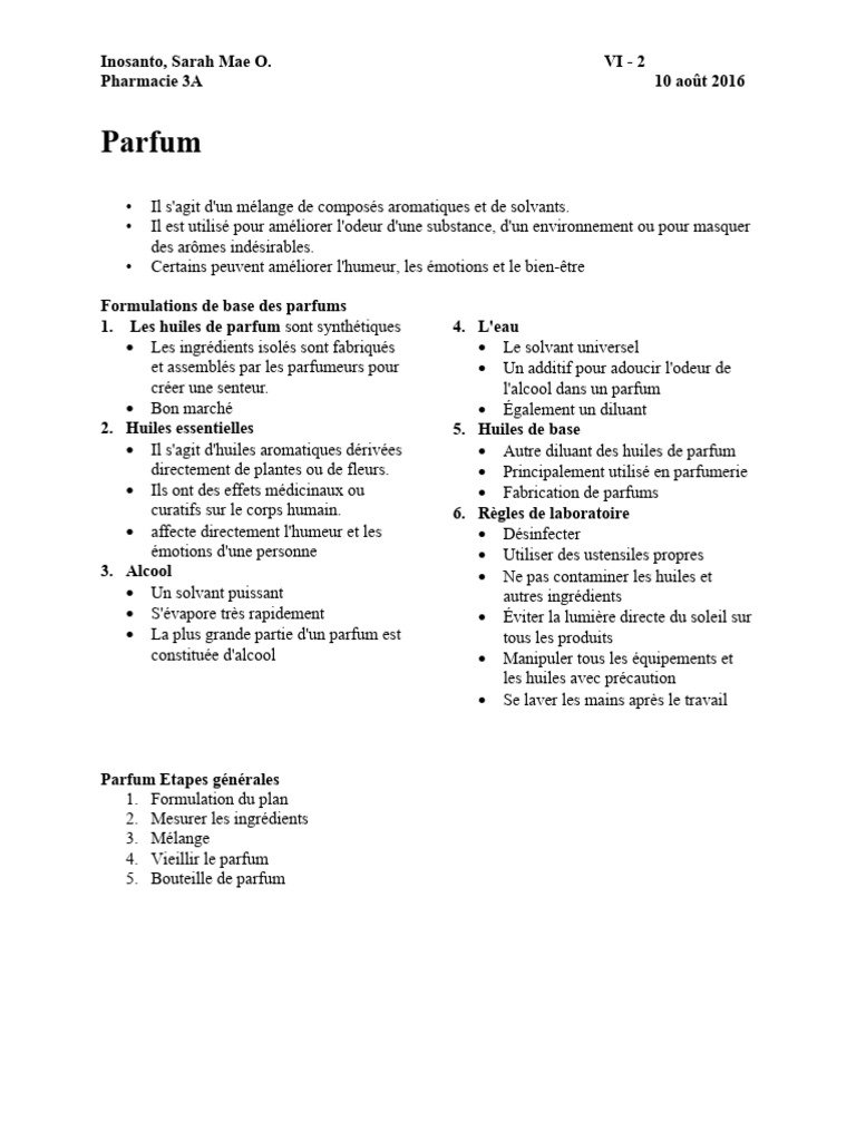 Formulation de Parfum : Guide Complet | PDF | Parfum | Pétrole