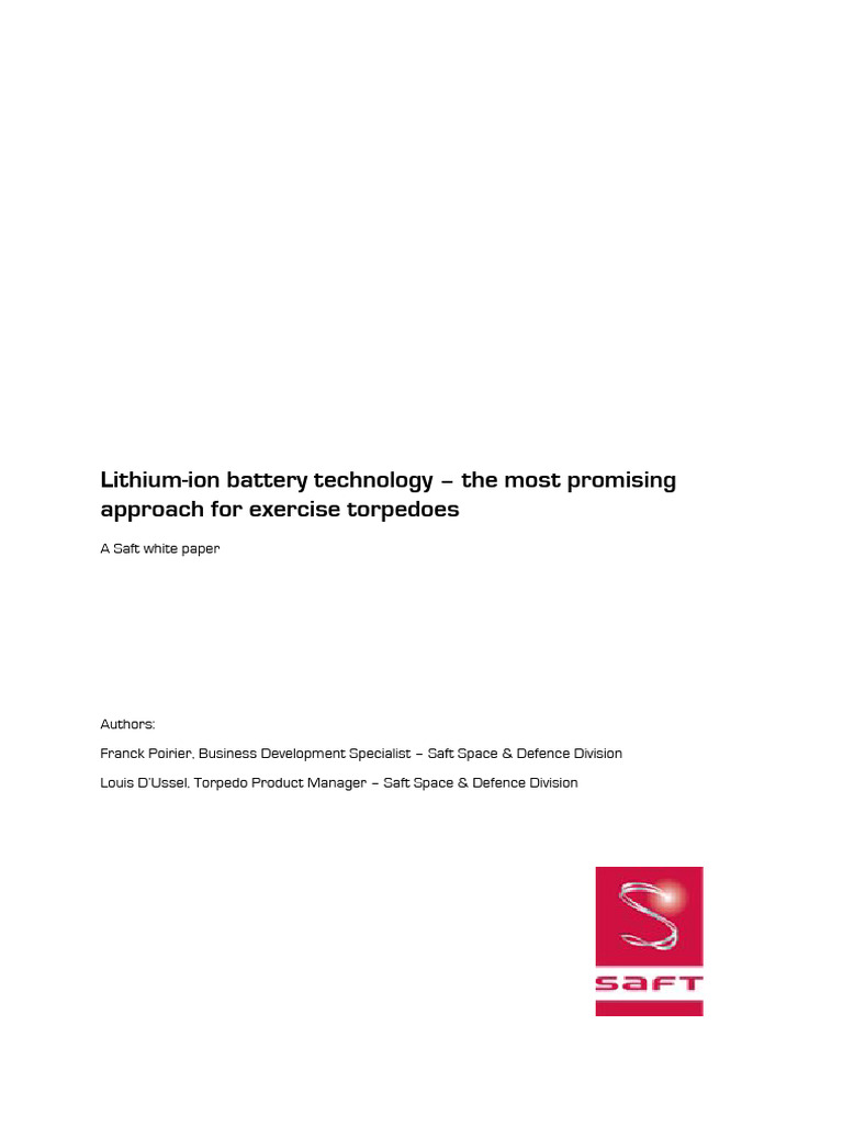 Saft Li Ion Pdf Rechargeable Battery Lithium Ion Battery
