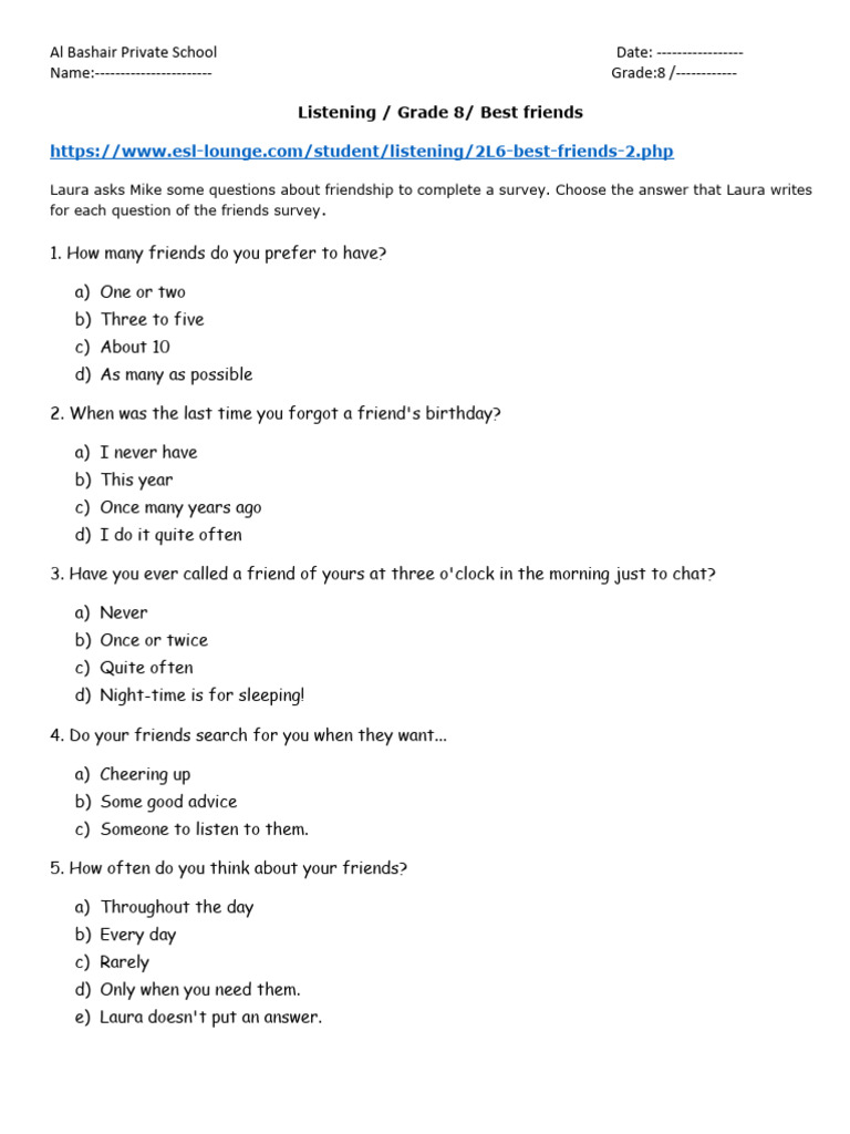 Best Friends - Listening | PDF