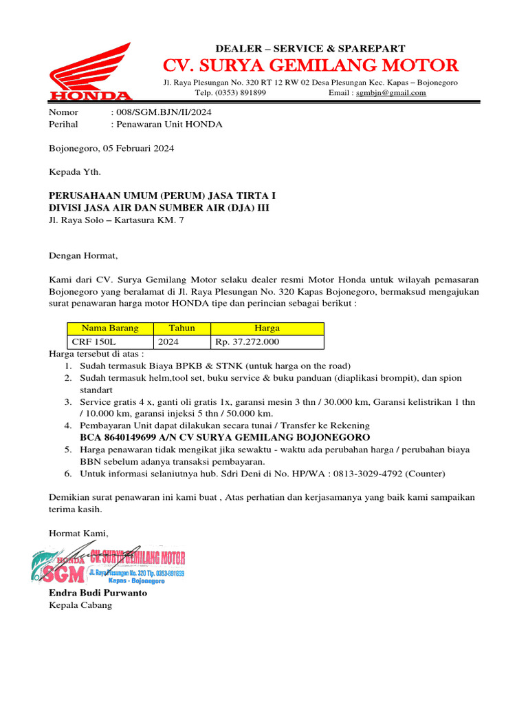 Surat Penawaran | PDF