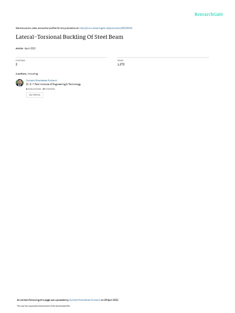 Lateral-TorsionalBucklingOfSteelBeam | PDF | Buckling | Beam (Structure)