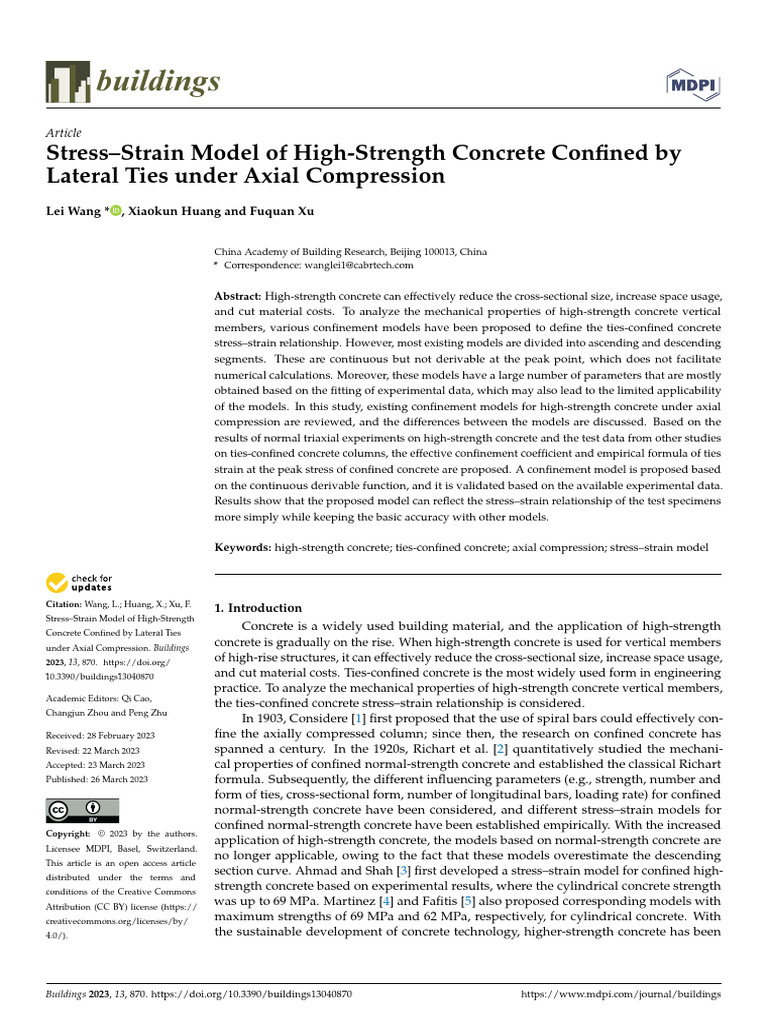 Buildings 13 00870 v2 | PDF | Strength Of Materials | Deformation (Engineering)