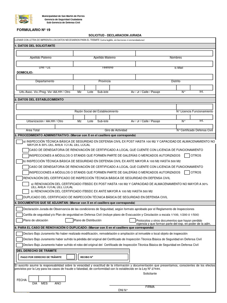 Formato 19 | PDF | Defensa Civil | Gobierno