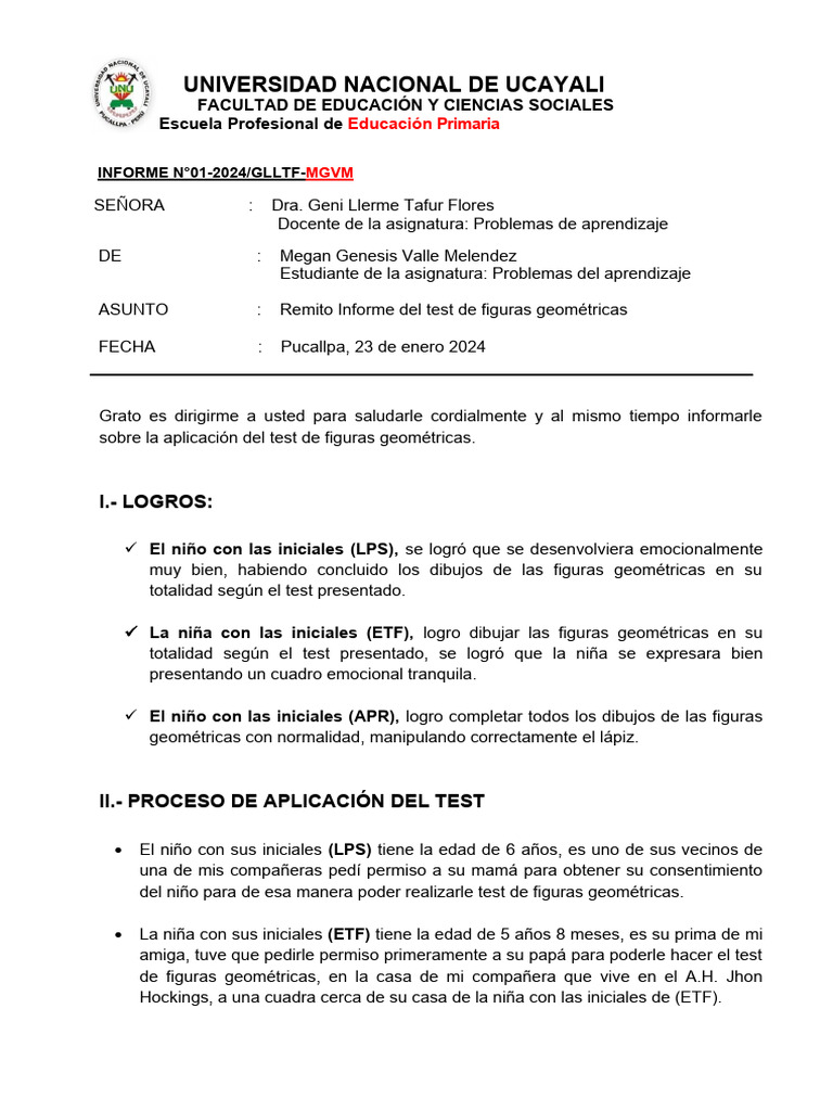 Informe de Test de Figuras Megan Valle 05 | PDF | Cognición | Aprendizaje