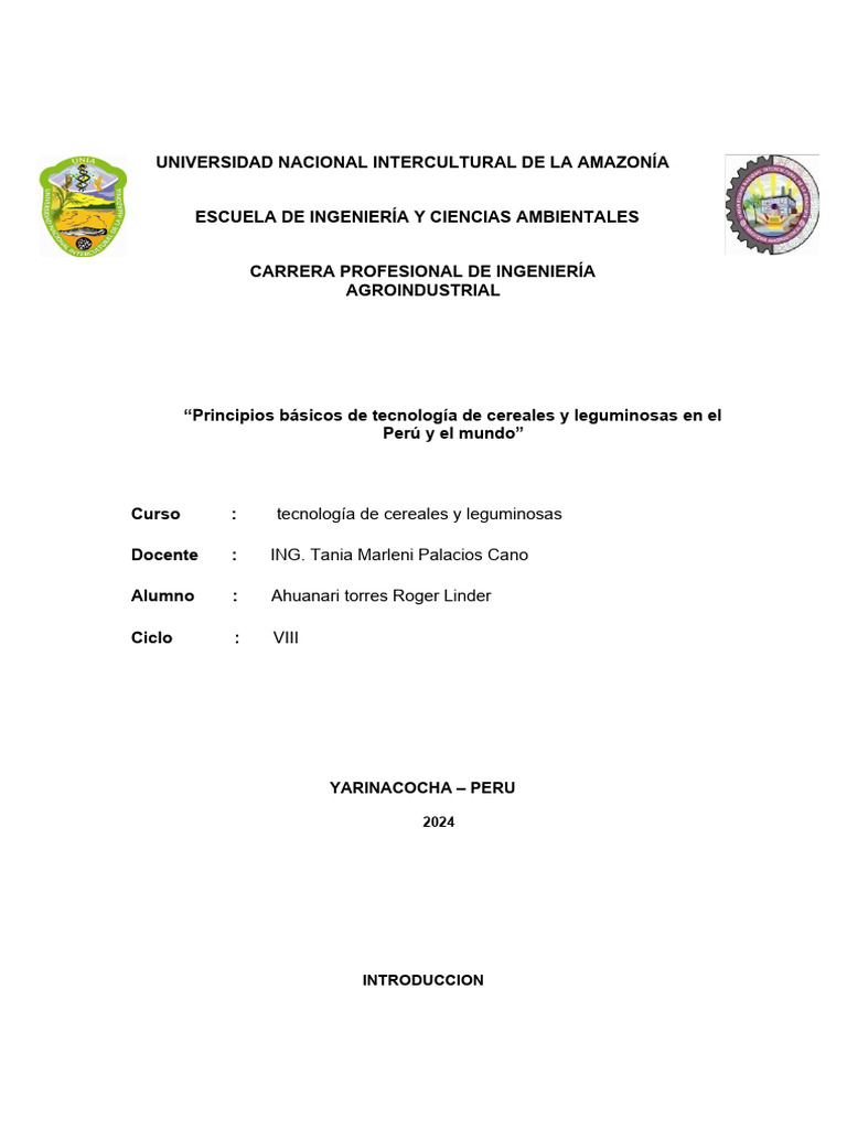 Tecnología de Cereales y Leguminosas | PDF | Cereales | Quinua