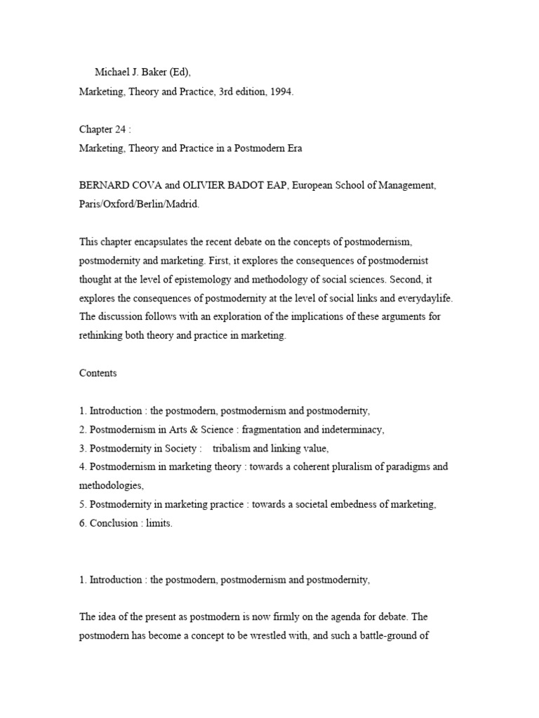 Postmodernism's Impact on Marketing Strategies | PDF | Postmodernism ...