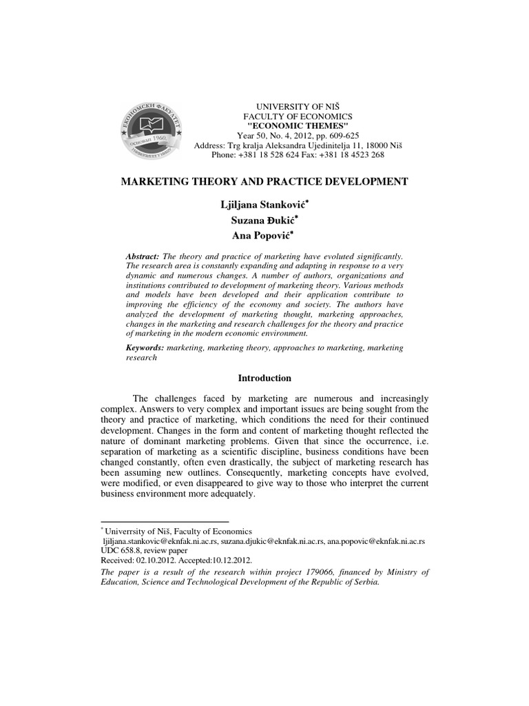 Marketing Theory & Practice Developement by Popović | PDF | Marketing ...
