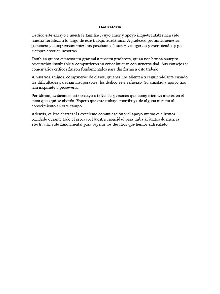 Dedicatoria de Ensayo Académico | PDF