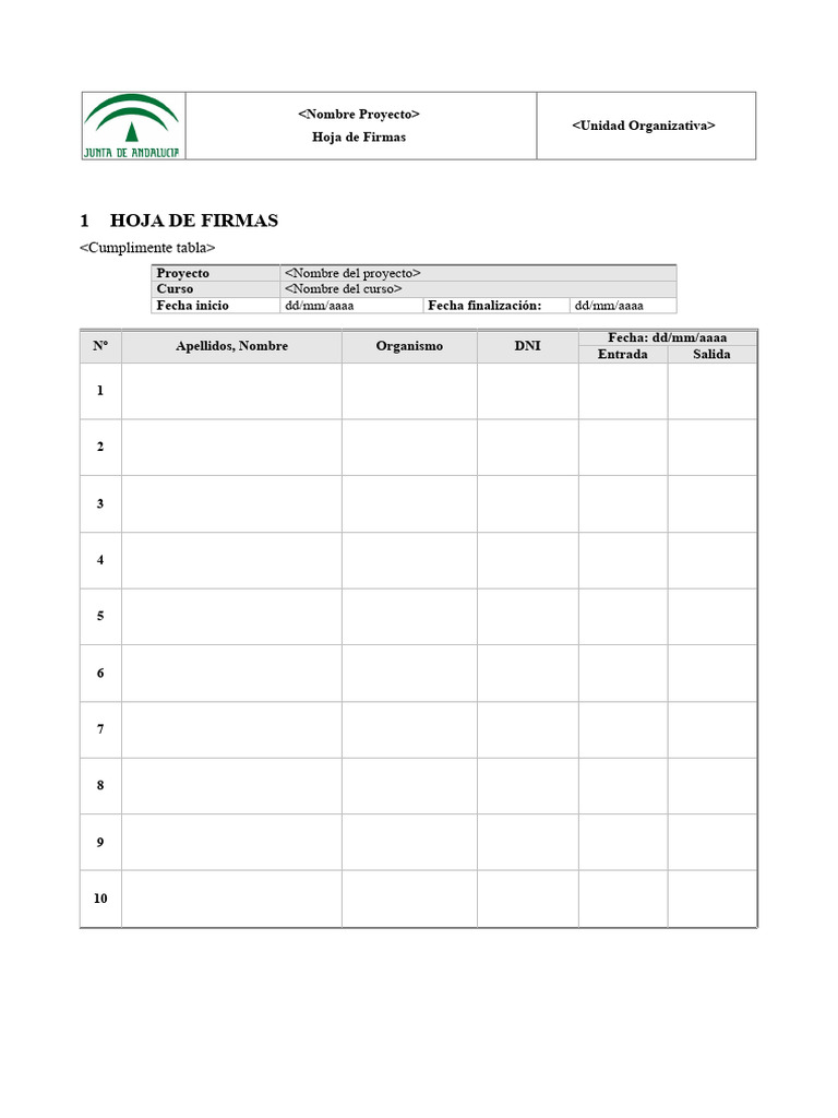 HFF (PROY) Hoja Firmas Formacion | PDF