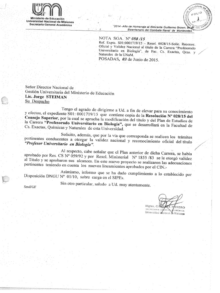 Plan de Estudios PUB Res CS 028-15 | PDF