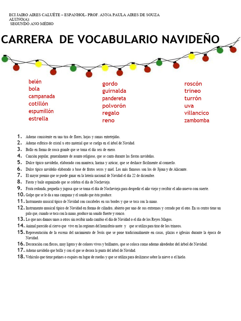 Segundo Ano Atividade Espanhol | PDF | Navidad | Árbol de Navidad