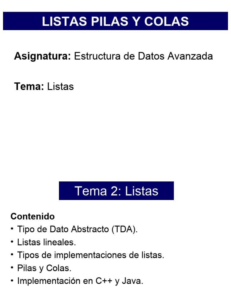 Listas pilas colas1 | PDF | Cola (tipo de datos abstractos) | Datos