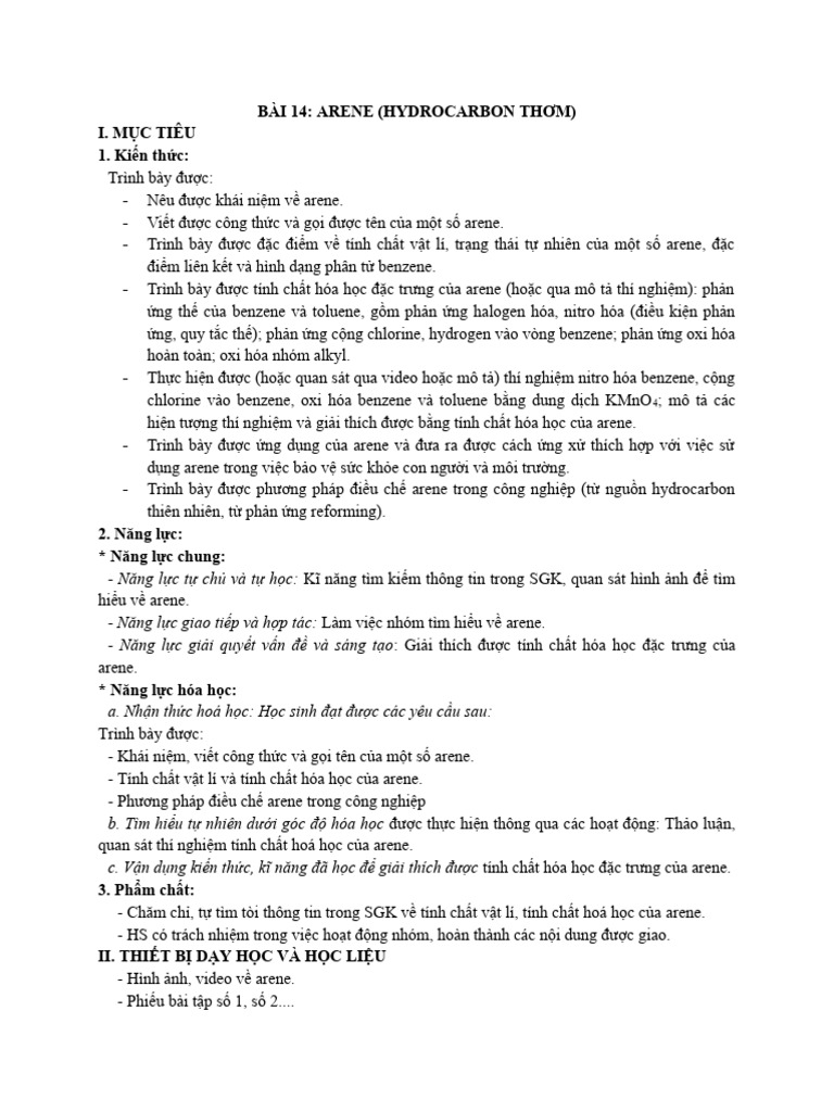 58-CTST-BÀI 14-ARENE (HYDROCARBON THƠM) - ThanhNgan | PDF