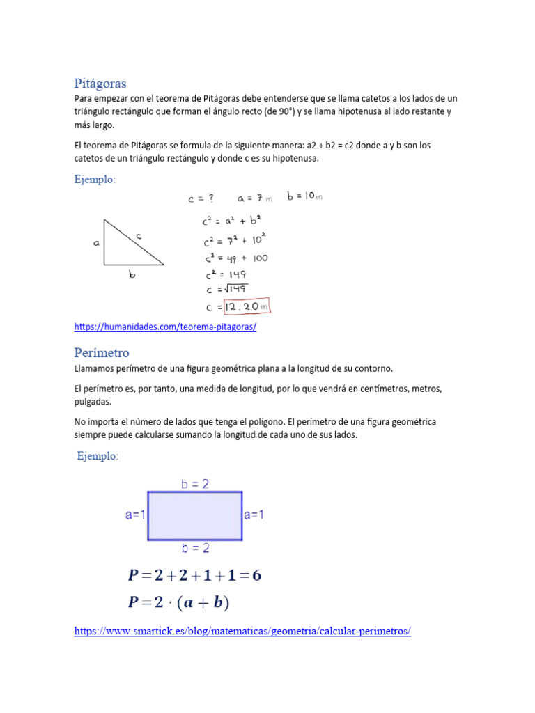 Teorema de Pitagoras y Perimetro | PDF | Tecnología