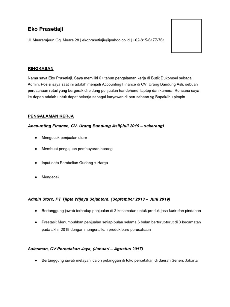 CV Template - Ignasius Ryan | PDF