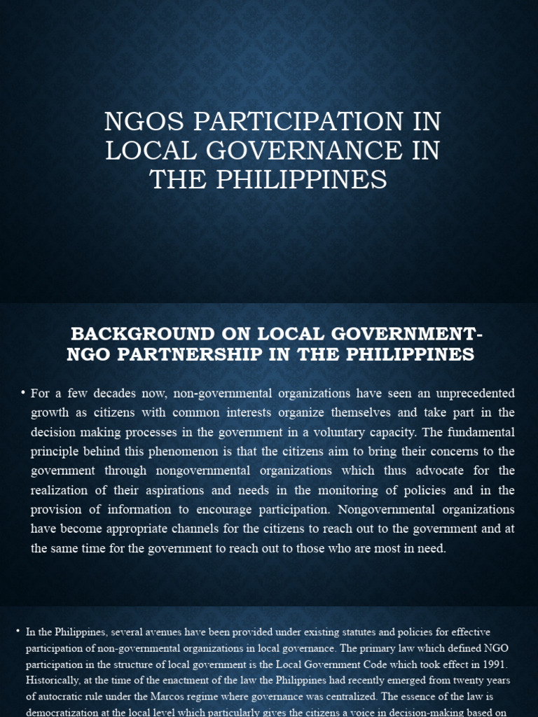 NGOs Participation in Local Governance in The Philippines | PDF | Non ...