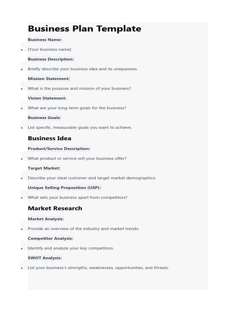 Business Plan Template | PDF | Business Plan | Business