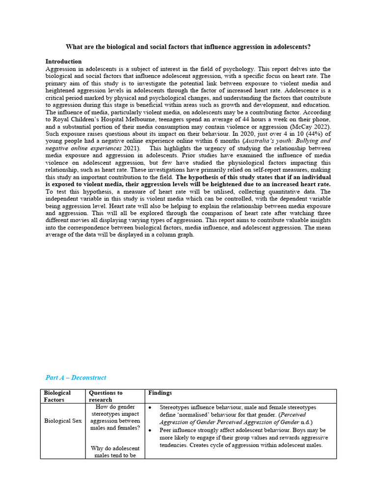 Agression DND FINAL | PDF | Aggression | Adolescence
