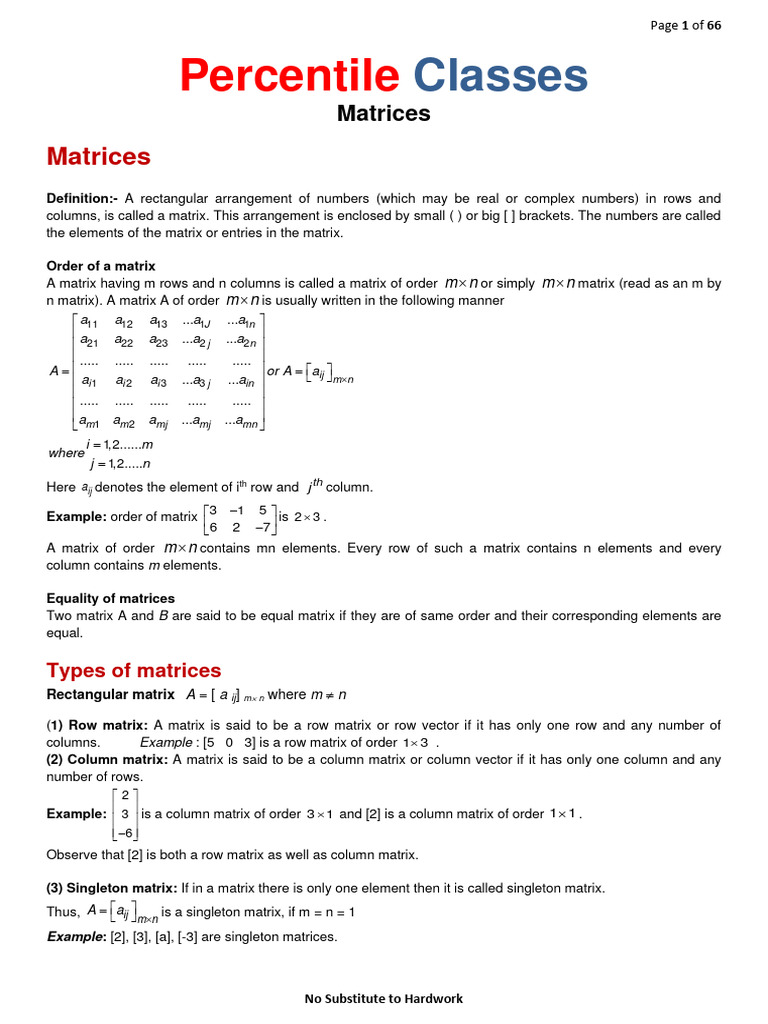 MATRIX Theory and Questions | PDF | Matrix (Mathematics) | System Of ...