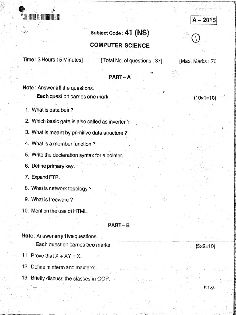 2PUC ComputerScience QP | PDF