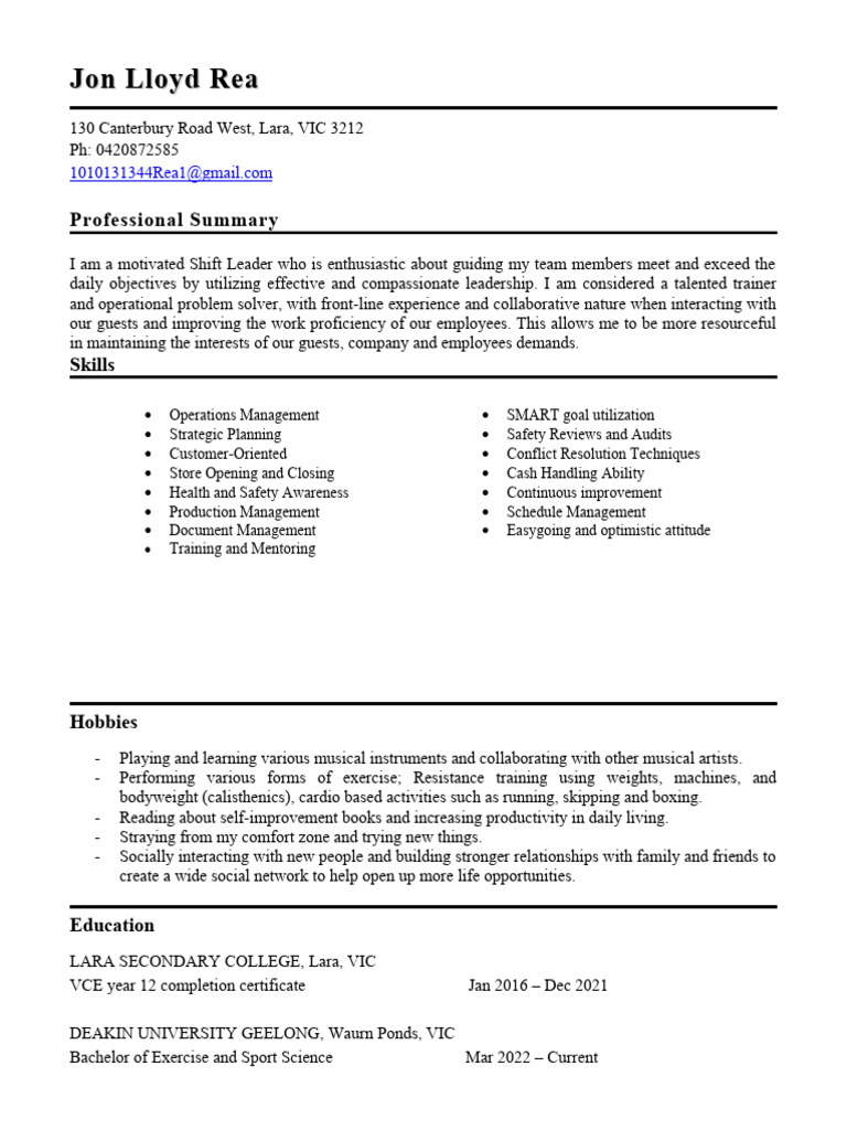 Lloyd's Resume | PDF | Refrigerator | Inventory