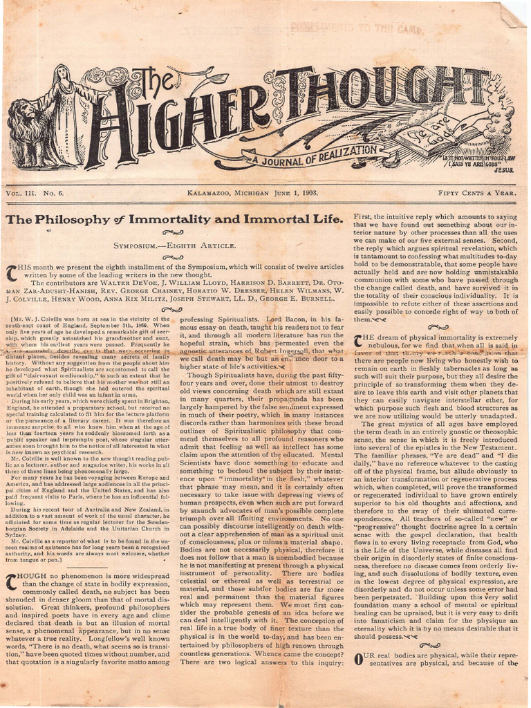 Higher Thought v3 n6 Jun 1 1903 | PDF | Death | Spiritualism