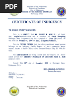 Barangay Low Income Certification Sample | PDF | Sports & Recreation
