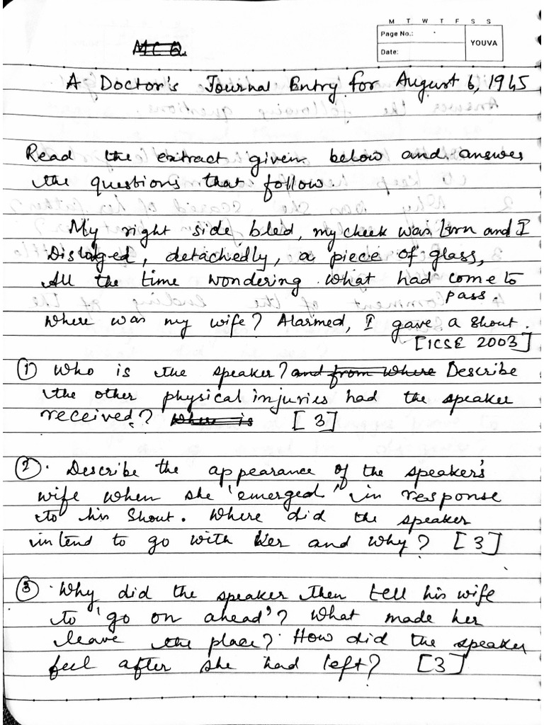 A Doctor's Journal Entry Questions | PDF