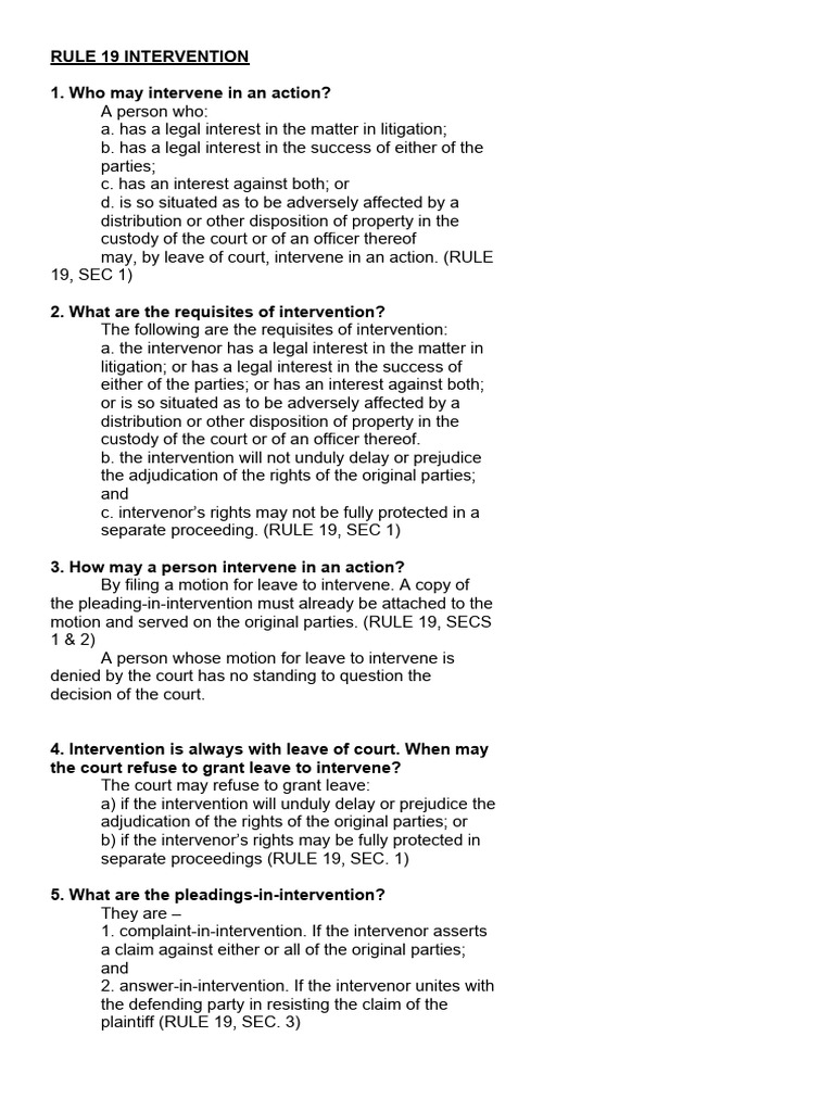 Rule 19 Intervention | PDF | Intervention (Law) | Government Institutions