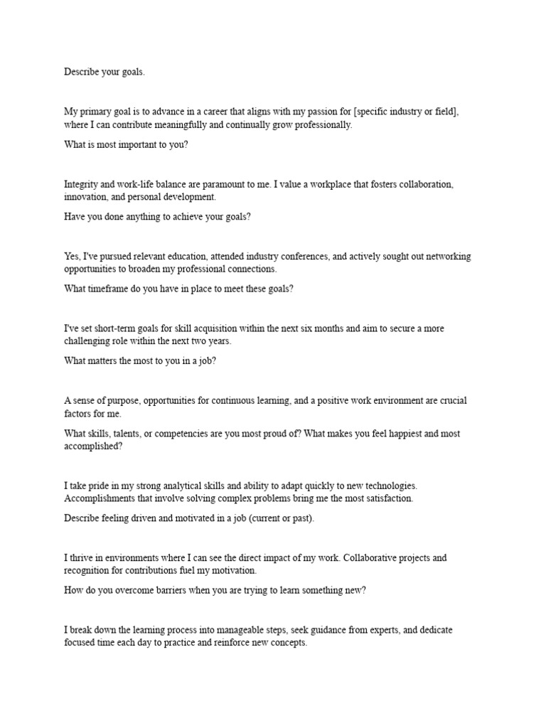 Describe Your Goals | PDF | Goal | Leadership