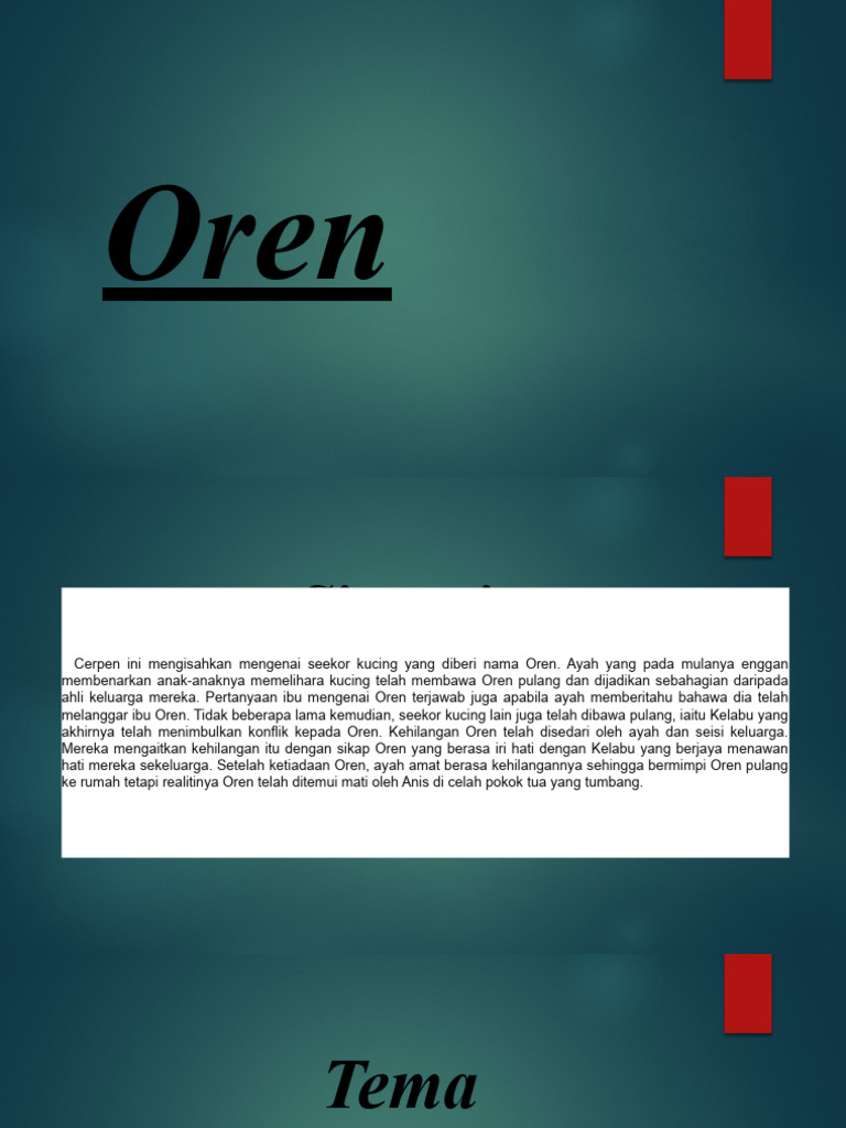 Cerpen Oren Komsas Tingkatan 1 | PDF