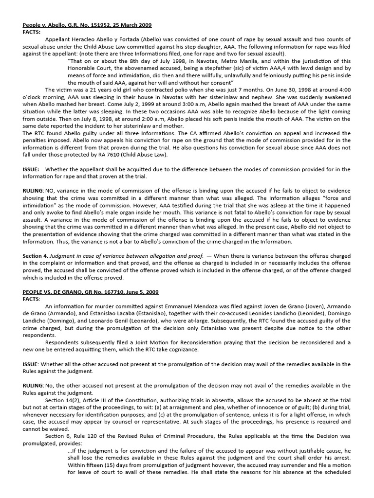 Case Digest Rule 120 | PDF | Judgment (Law) | Bail