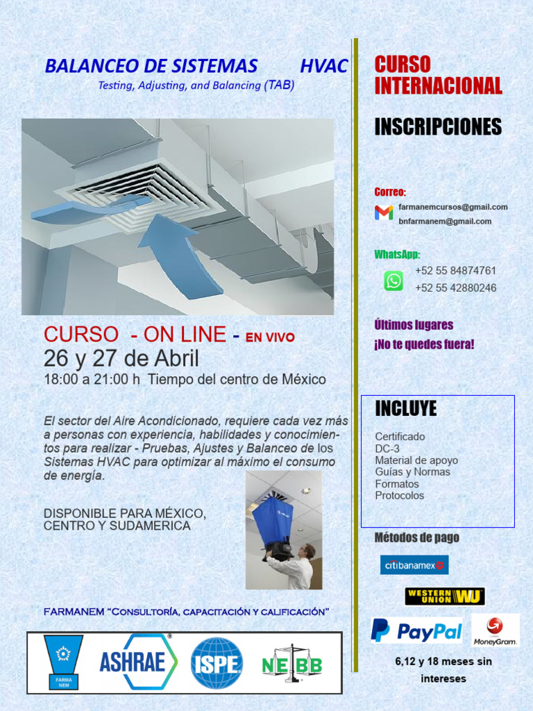 Curso TAB HVAC Online en Vivo | PDF