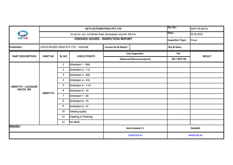 Final Inspection Report - FEHD, 12.4M Sea | PDF