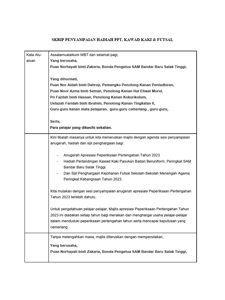 Skrip MC 20PPT PDF | PDF