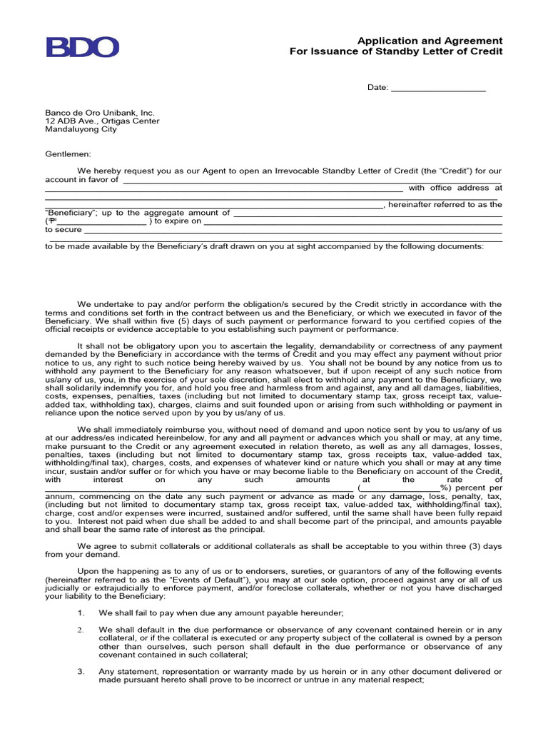 Standby LC | PDF | Surety | Guarantee