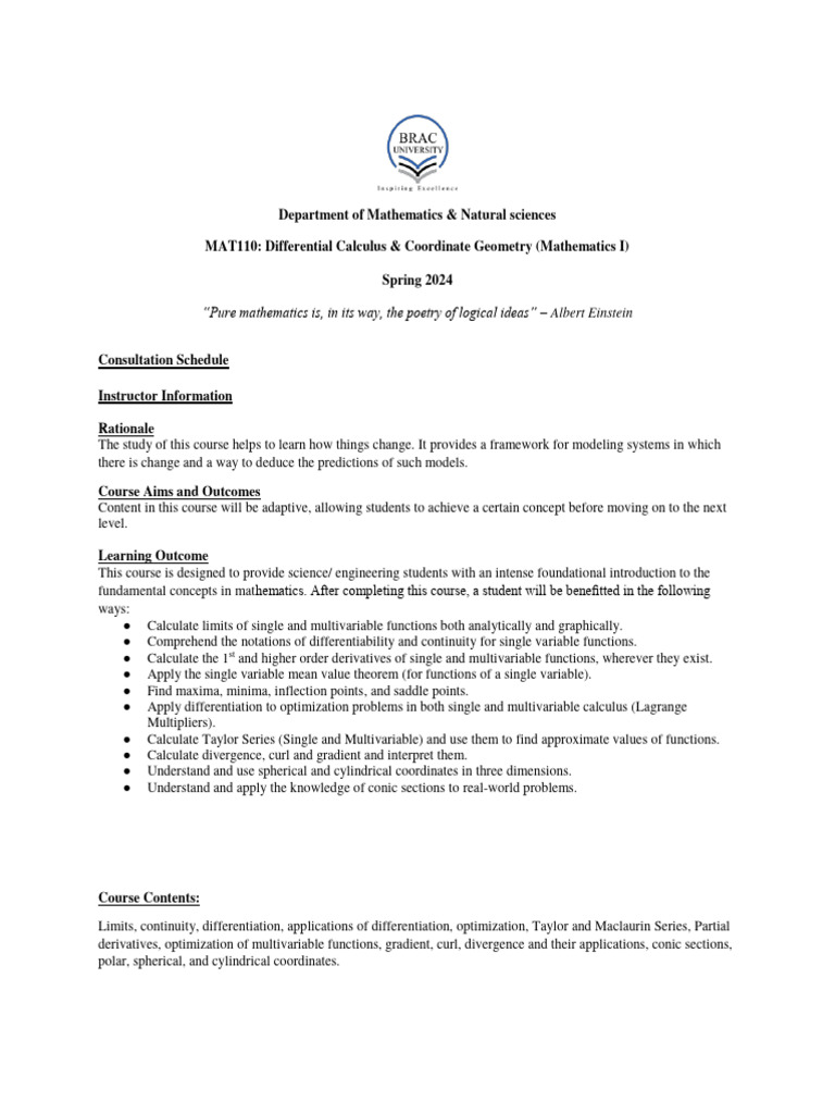 Differential Calculus Course Overview | PDF | Differential Calculus ...