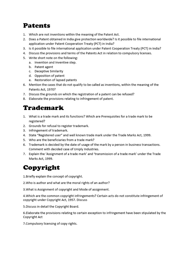 Qns Intellectual Prprty | PDF | Business | Law