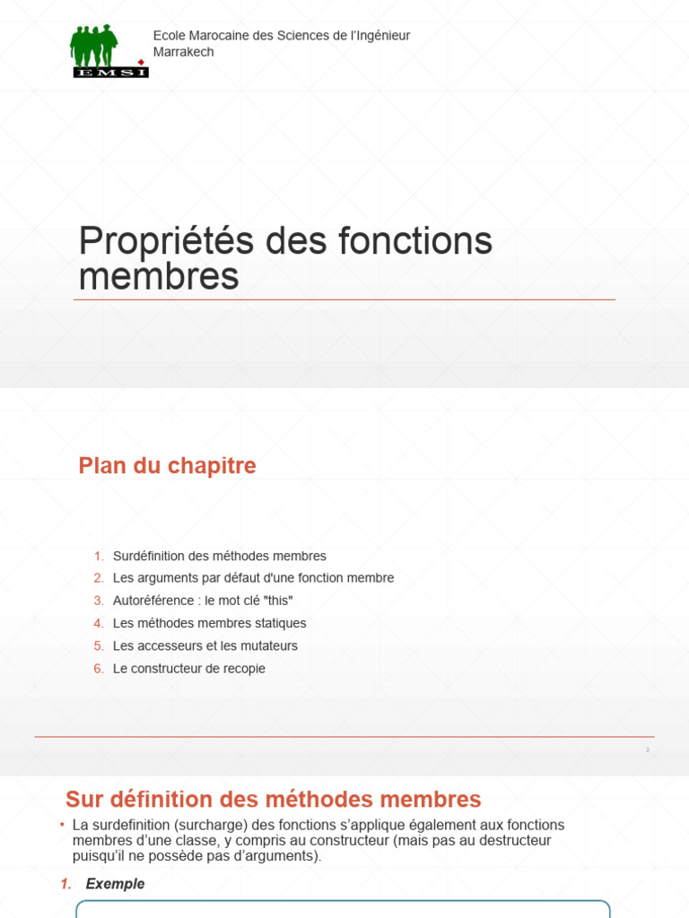 Propriétés des Fonctions Membres | PDF | Constructeur (programmation ...