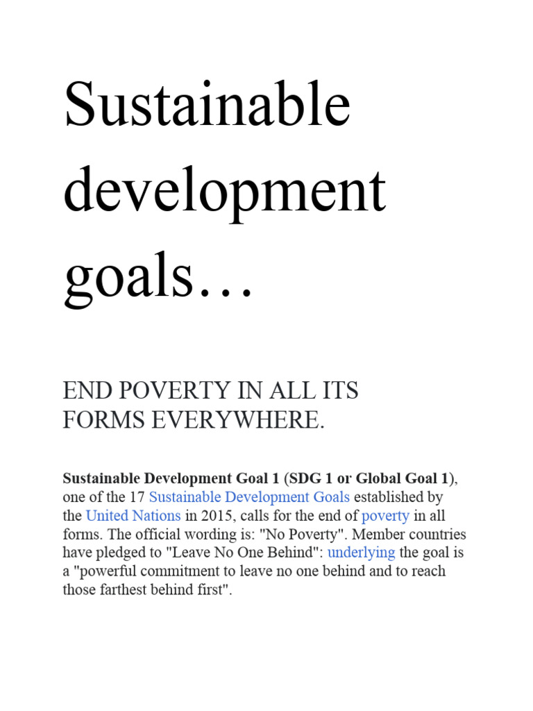 Sustainable Development Goals | PDF | Economies | Economic Development