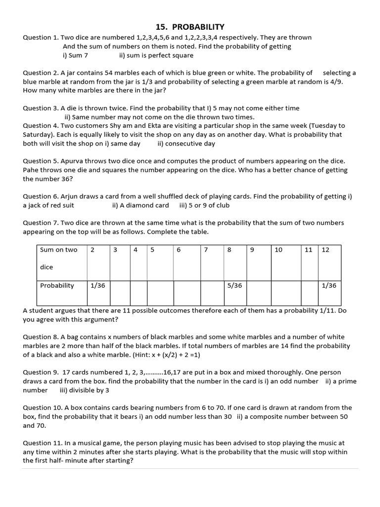 Probability Pdf Probability Odds