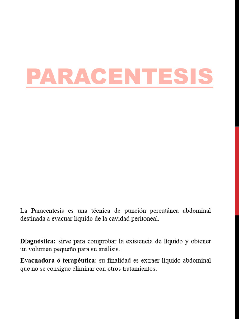 Paracentesis | PDF | Ciencias de la Salud | Enfermedades y trastornos ...