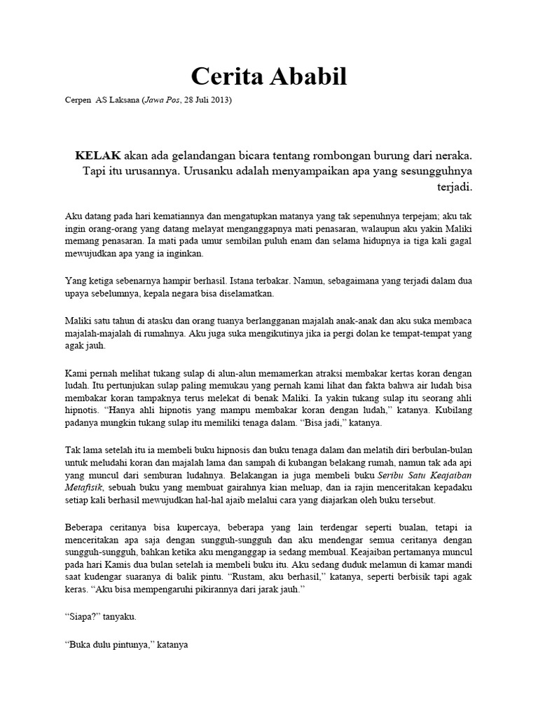 "Keajaiban Maliki: Cerita Ababil" | PDF | Fiksi Misteri, Thriller, & Kejahatan | Puisi