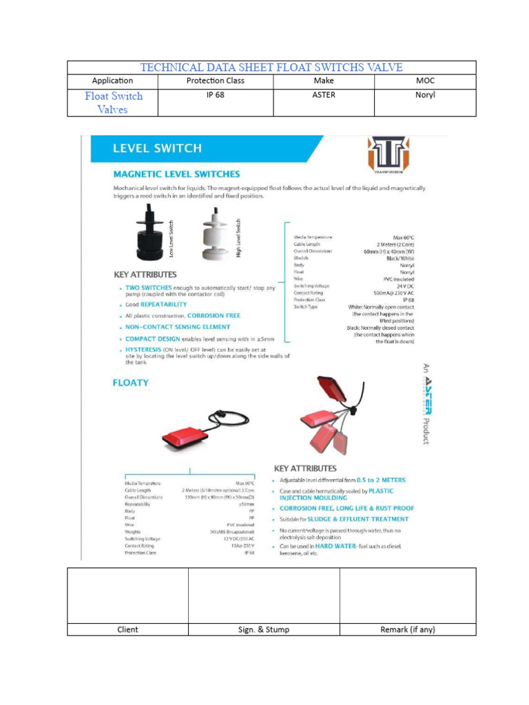 Float Switch | PDF