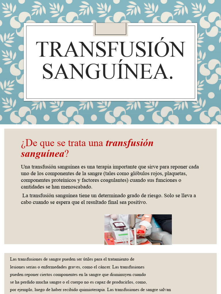 Transfucion.Sanguineaaa | PDF | Sangre | Transfusión de sangre