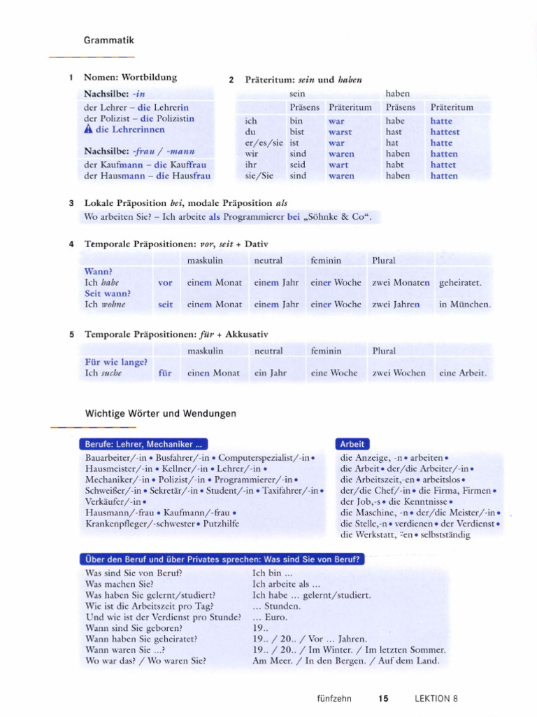 Schritte 2 Grammatik (Kursbuch, Per Lection) | PDF