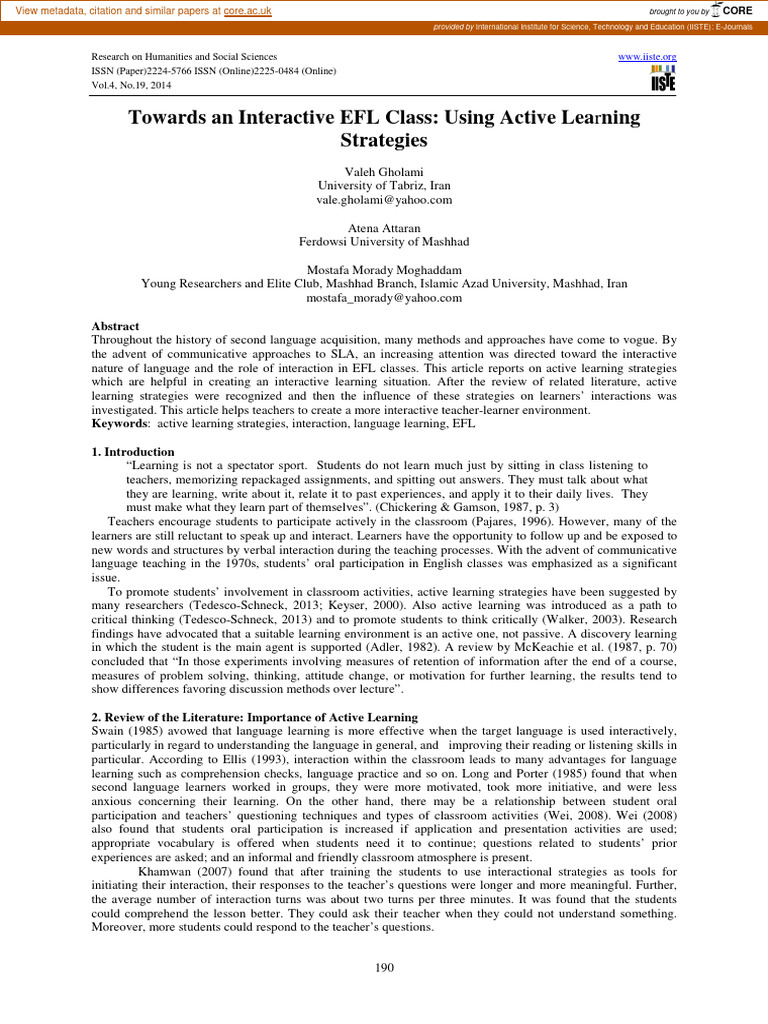 Active Learning Techniques | PDF | Learning | Critical Thinking