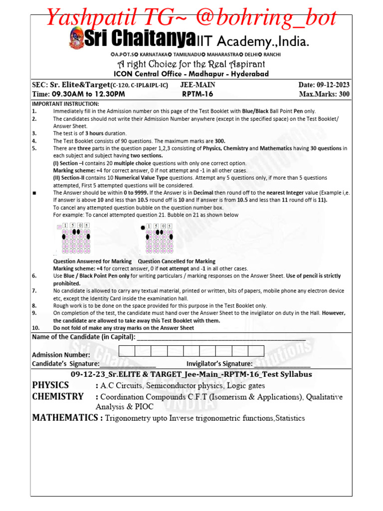 @bohring Bot 09 12 2023 SR Elite&TargetC @HeyitsyashXD | PDF | P–N Junction | Capacitor