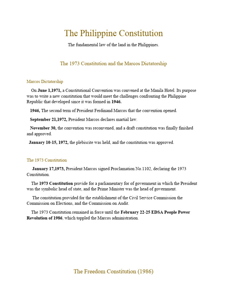 The-Philippine-Constitution | PDF | President Of The Philippines | World Politics