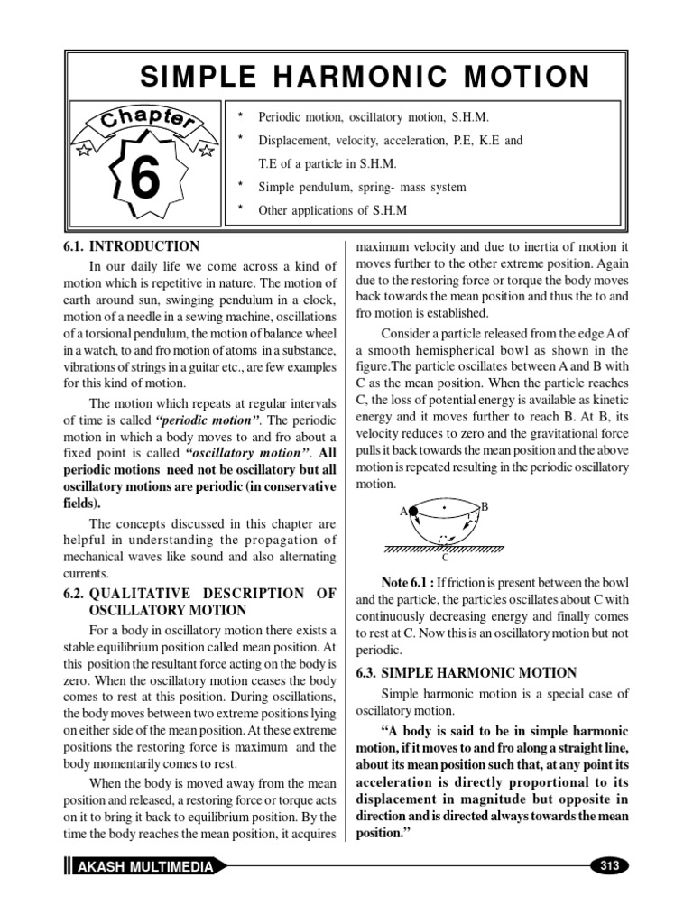 Physics - I B Simple Harmonic Motion | PDF | Oscillation | Acceleration